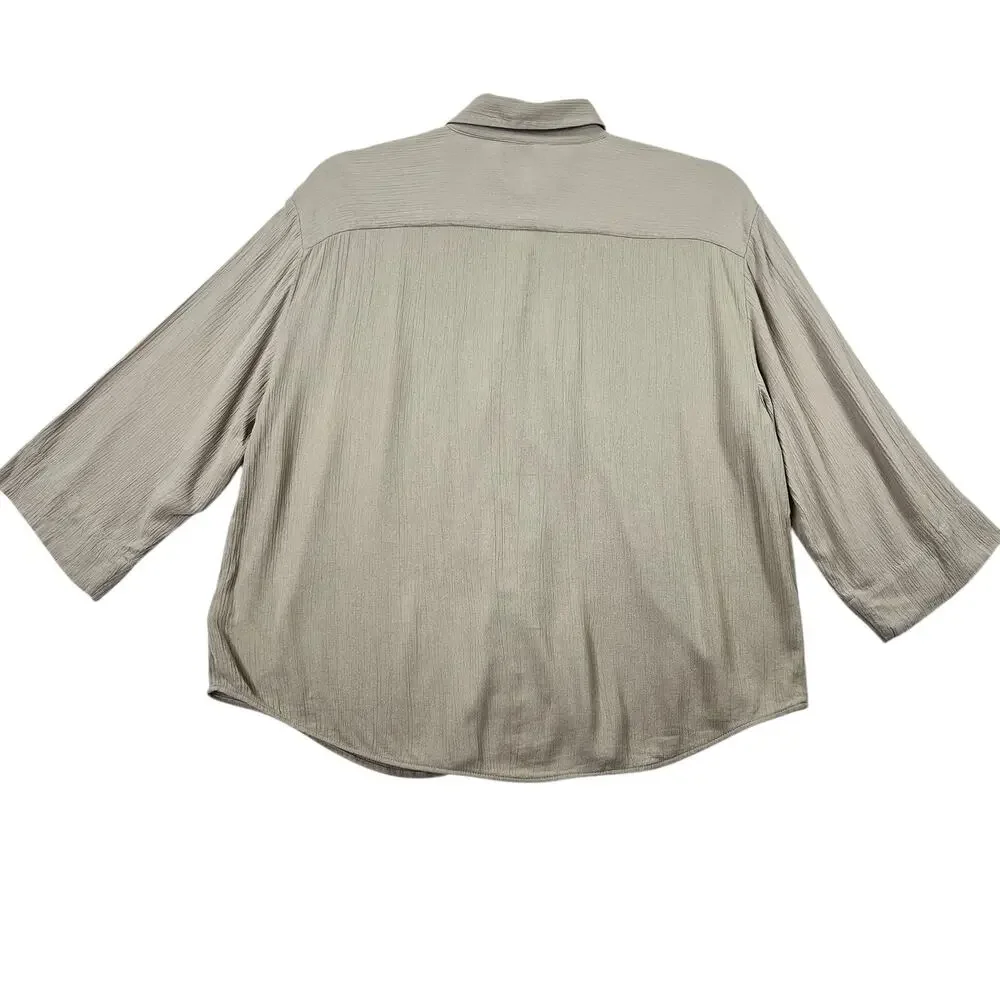 Babaton | Tops | Babaton Carrington Blouse Top Tan S Button Up Neutral ...